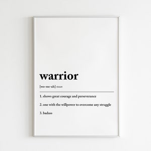 Warrior Definition Print | Handmade Paper | Woman Warrior | Courage ...