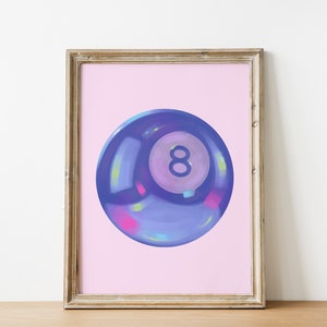 Magic 8 Ball Purple Poster Bar Cart Art Trendy Girl Apartment Decor ...