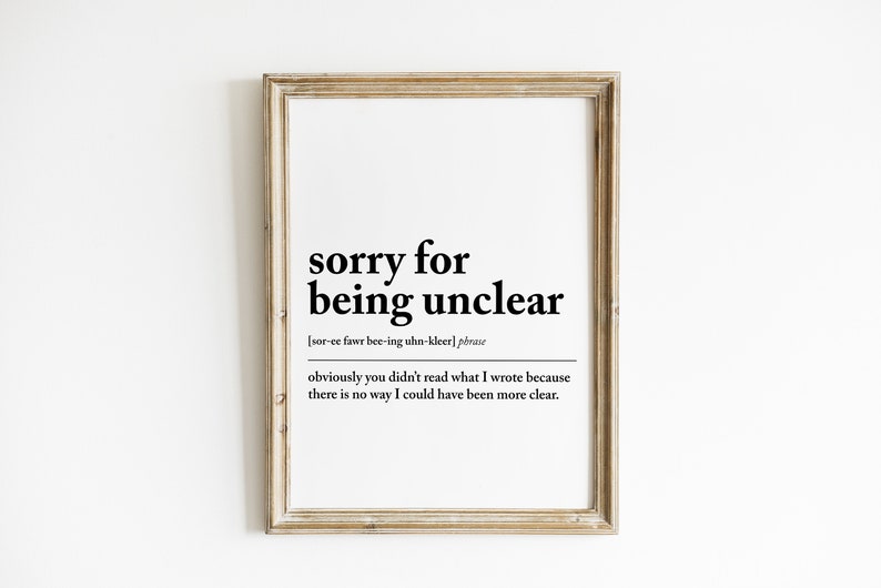 Funny Office Wall Art Sorry for Being Unclear Cubicle - Etsy UK