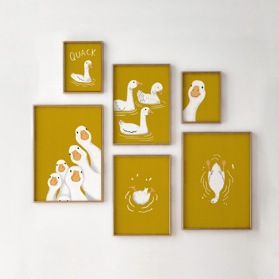 Cute Duck Digital Art Print Set of 6, Nursery Wall Decor, Kids Room ...