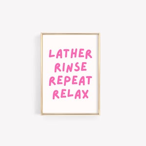 Bathroom Wall Art Set of 6 | Fun Minimalist Prints | Lather, Rinse ...
