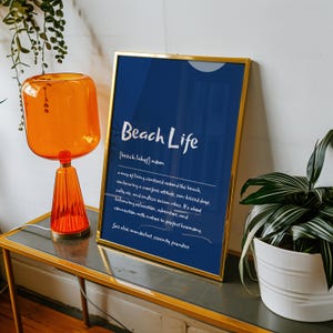 Beach Life Definition Printable Art - Coastal Digital Download for ...