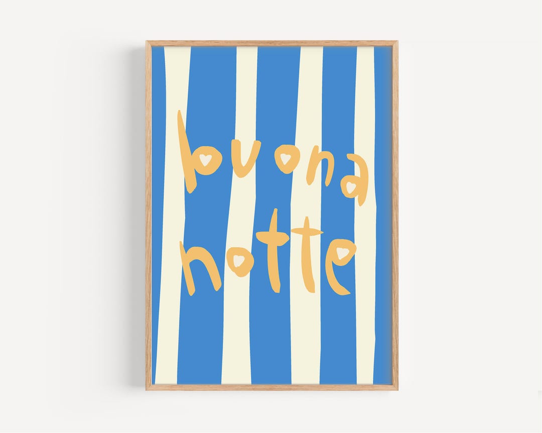 Buona Notte Print: Italian Good Night Quote, Striped Bedroom Decor ...