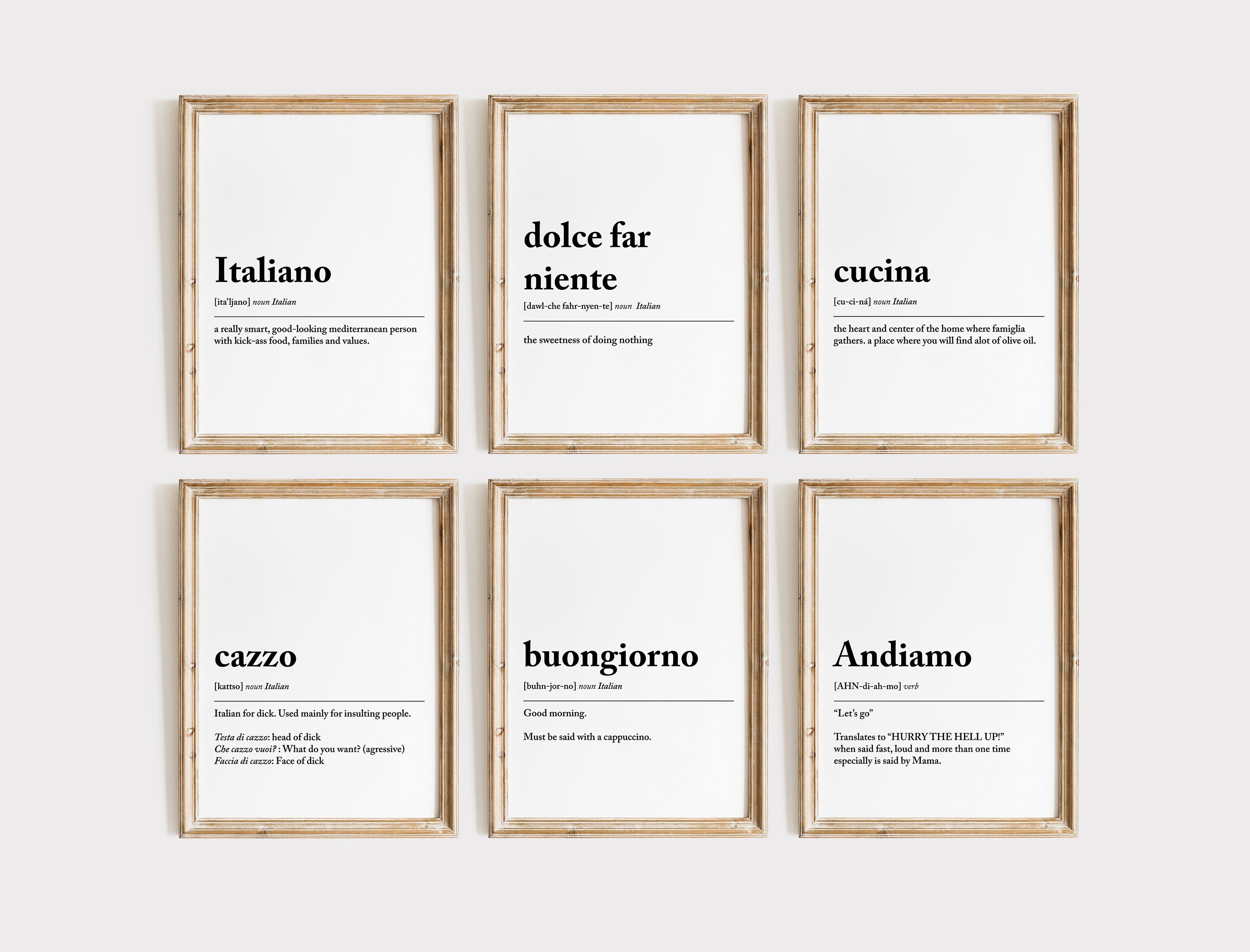 Italian Definition Print Set of 6 Printable Italian Wall - Etsy