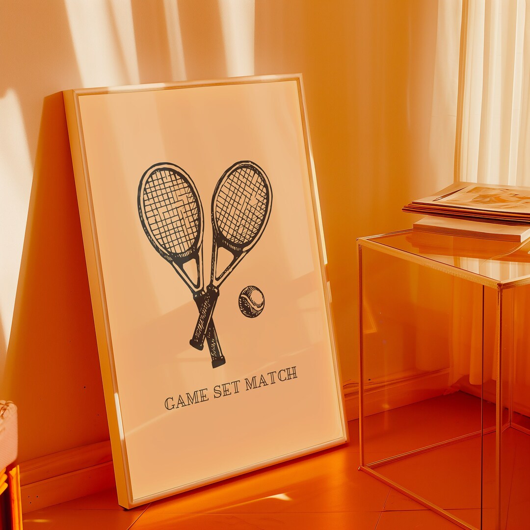 Game Set Match Tennis Wall Art Modern Tennis Racket Print Sports Decor ...