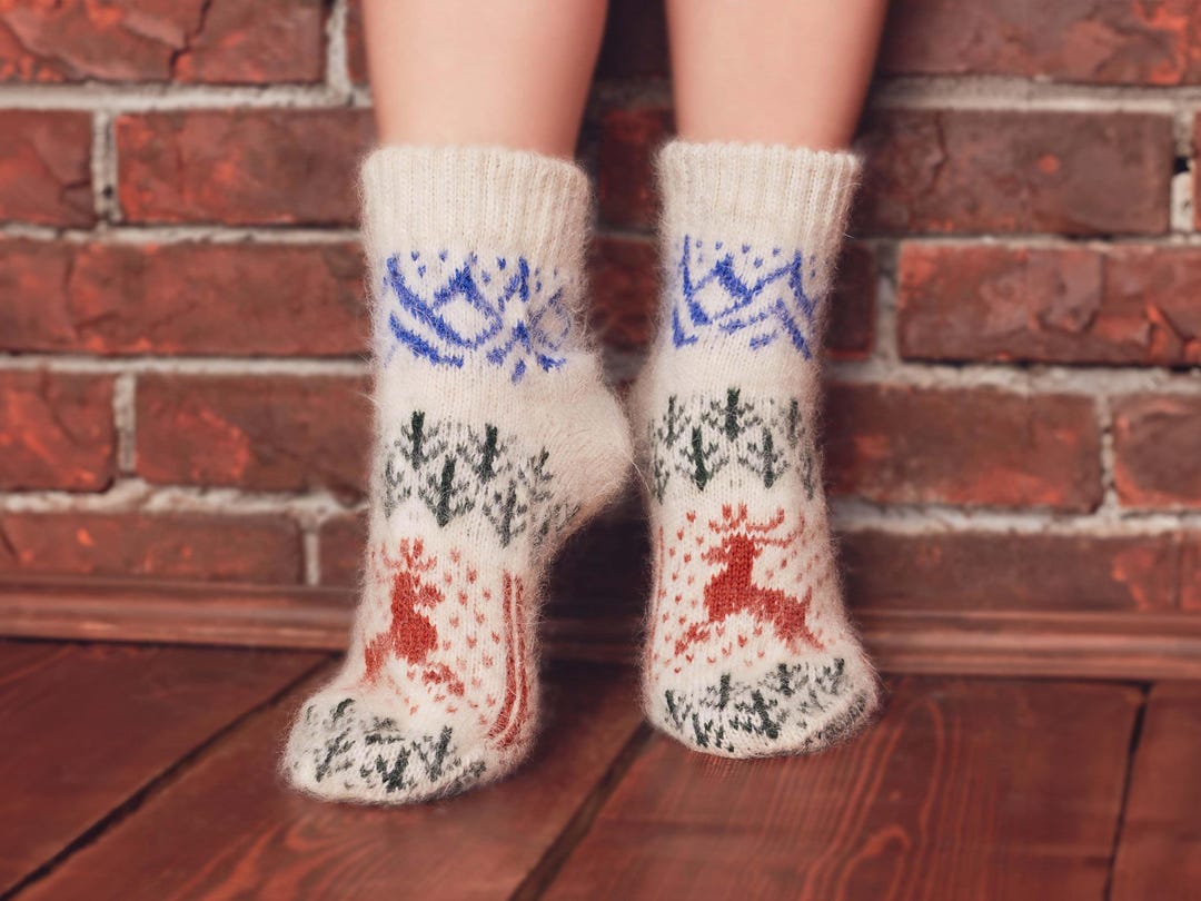 Low-cut Wool Crew Socks, Hygge Thick Winterwear Socks, Soft Wool Ankle ...