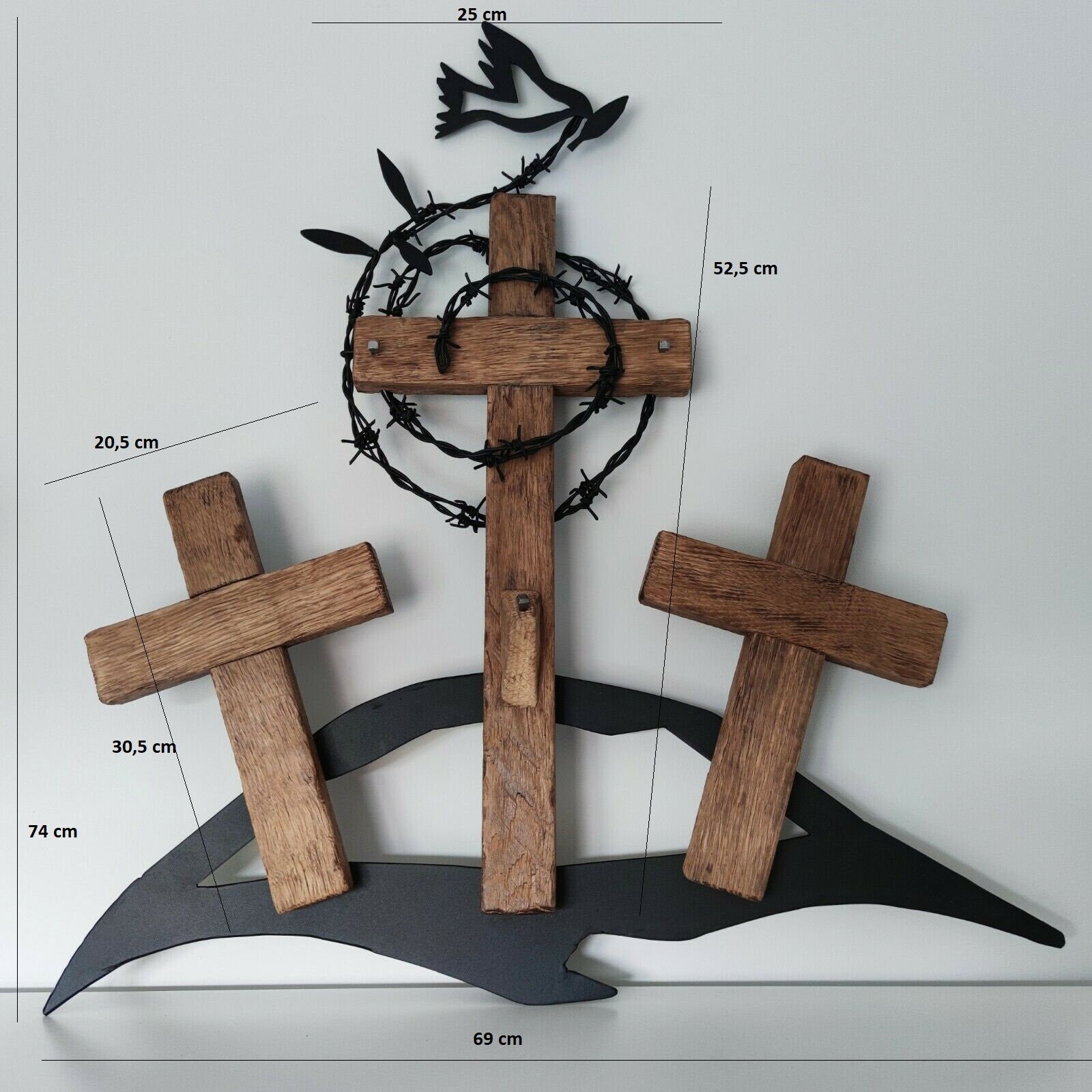 Large Wooden Carved Cross Crosses Heart Ornament Decorations Gift Art ...