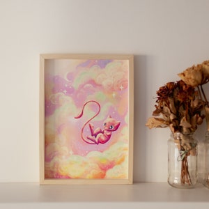 A4 // "mew in Starry Sky at Sunset" ミュウ // Illustration, Poster, Art ...