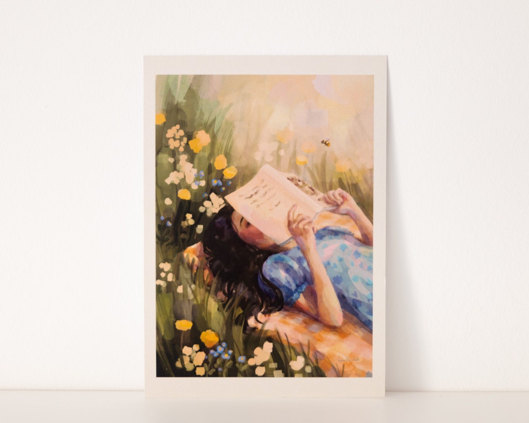 A5 // "outdoor Reading" - Cottagecore Aesthetic | Illustration ...