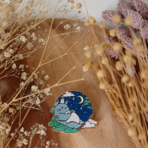 Pin // Totoro & Chibi, Starry Night - Hard Enamel Pin - Etsy