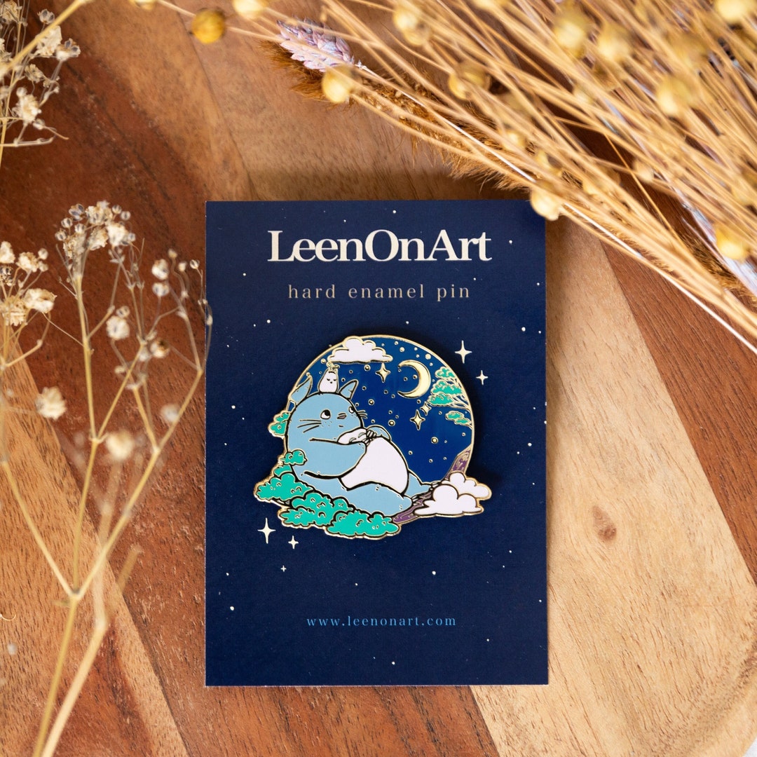 Pin // Totoro & Chibi, Starry Night - Hard Enamel Pin - Etsy