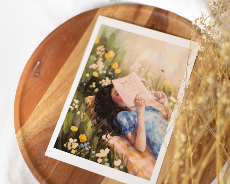 A5 // "outdoor Reading" - Cottagecore Aesthetic | Illustration ...