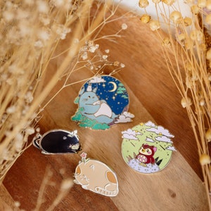 Pin // Totoro & Chibi, Starry Night - Hard Enamel Pin - Etsy
