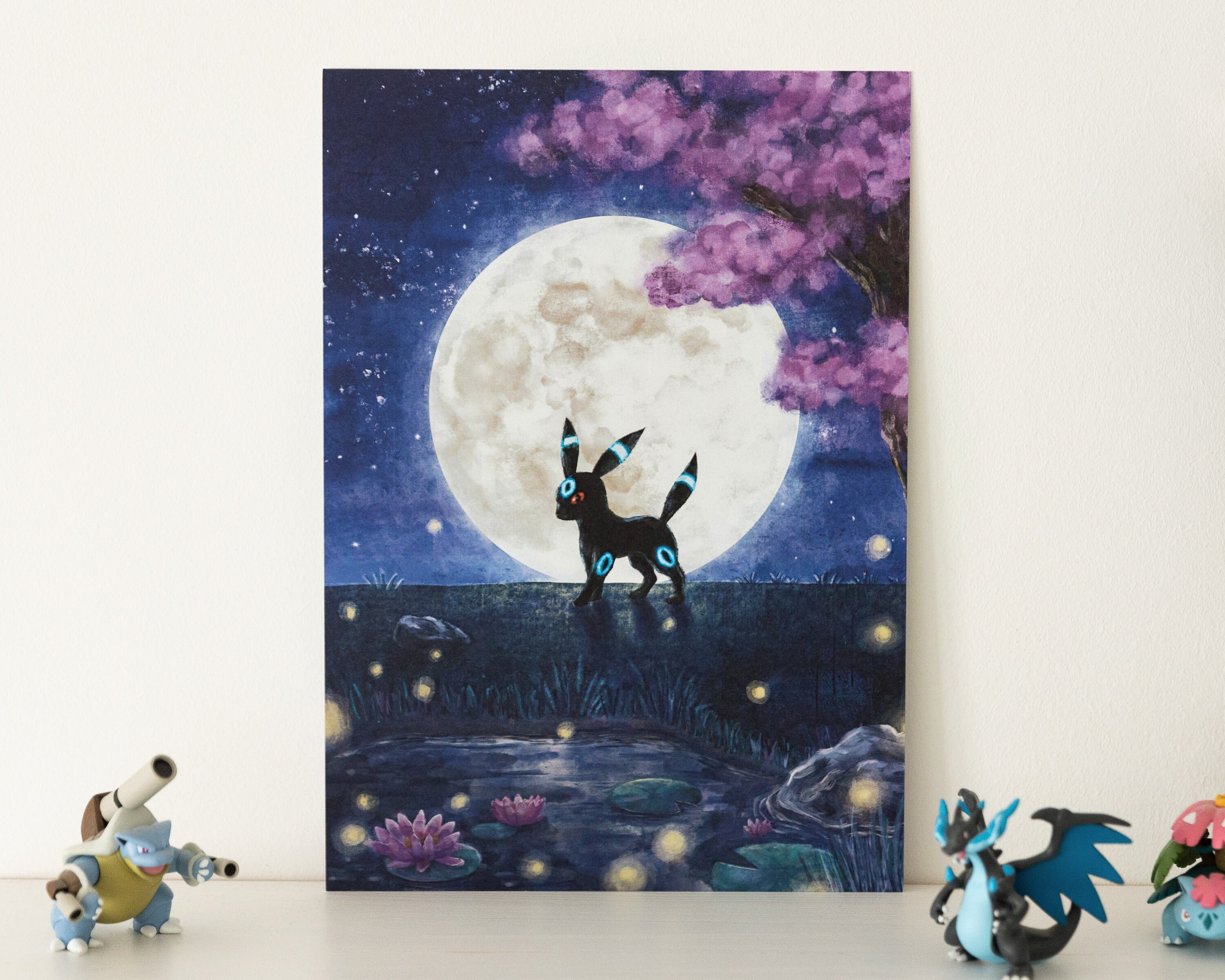 A4 // shiny Umbreon at Full Moon // Illustration - Etsy