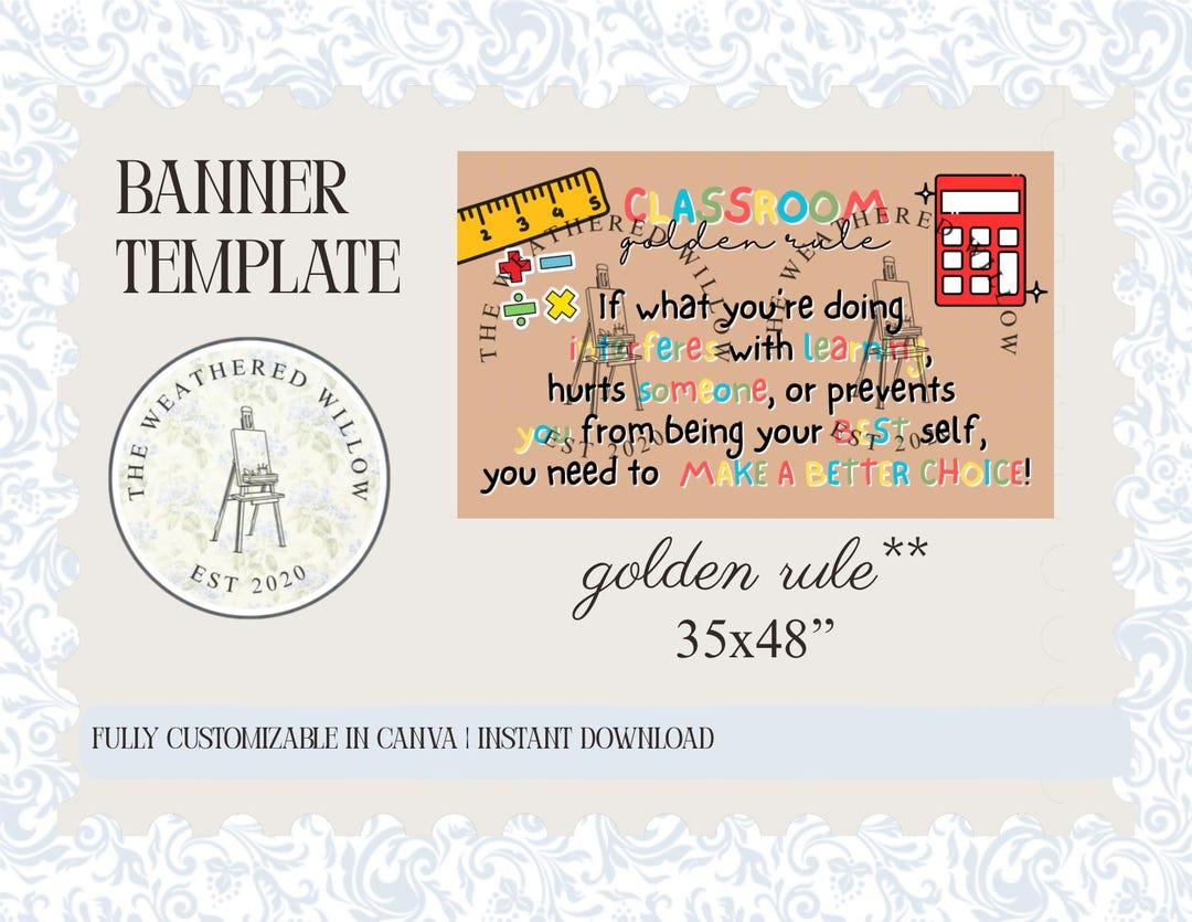 Classroom Golden Rule Banner Template | Editable in Canva (digital ...