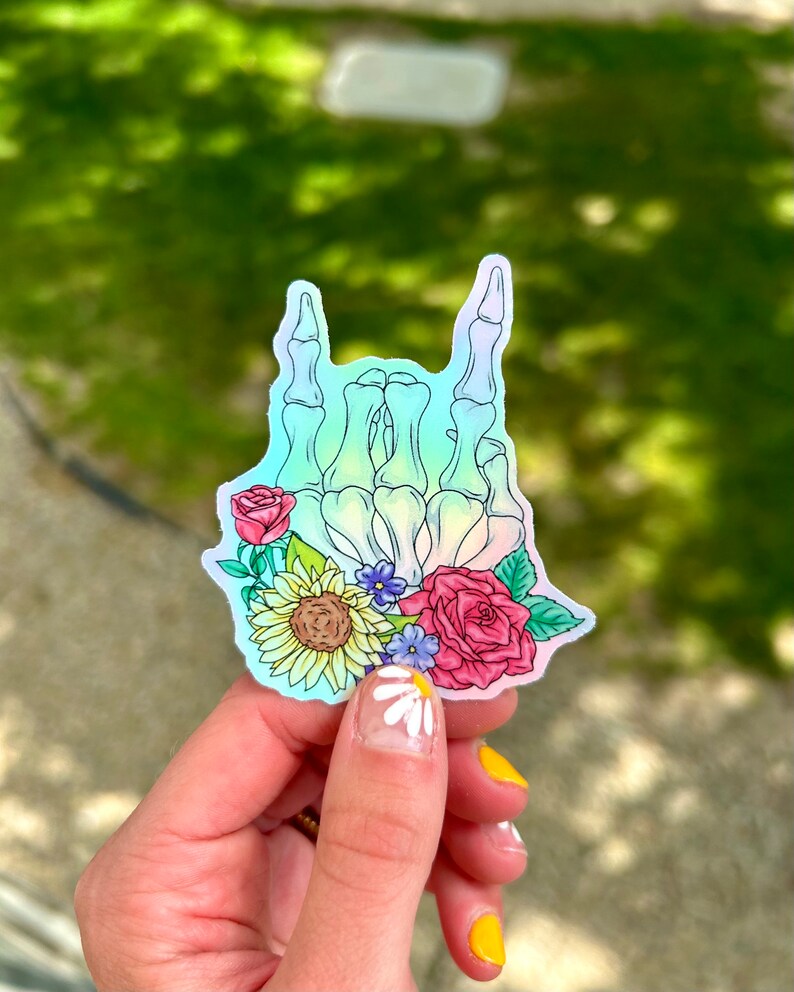 3 Pack Skeleton Hand Stickers - Etsy