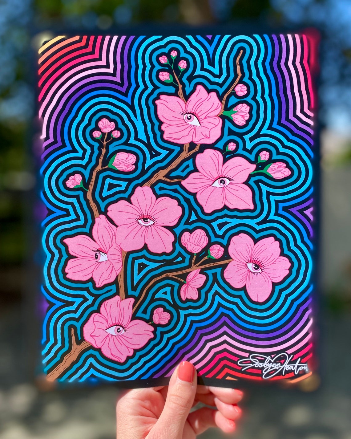 Watching Cherry Blossoms Art Print - Etsy