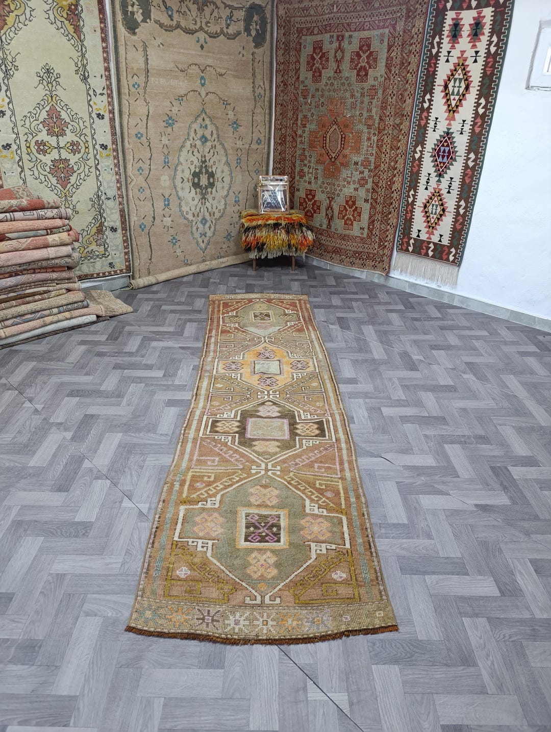 3x10 Boho Oushak Vintage Runner Rug,hallway Runner Rug,bohamien Runner ...
