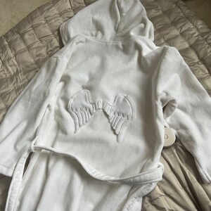 Adult White Custom Angel Wings Bathrobe Robe Embroidered Personalised ...