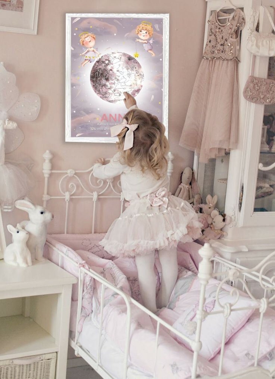 Newborn Sky Star Baby Room Poster Chart Wall Decor Kid Birthday Date ...