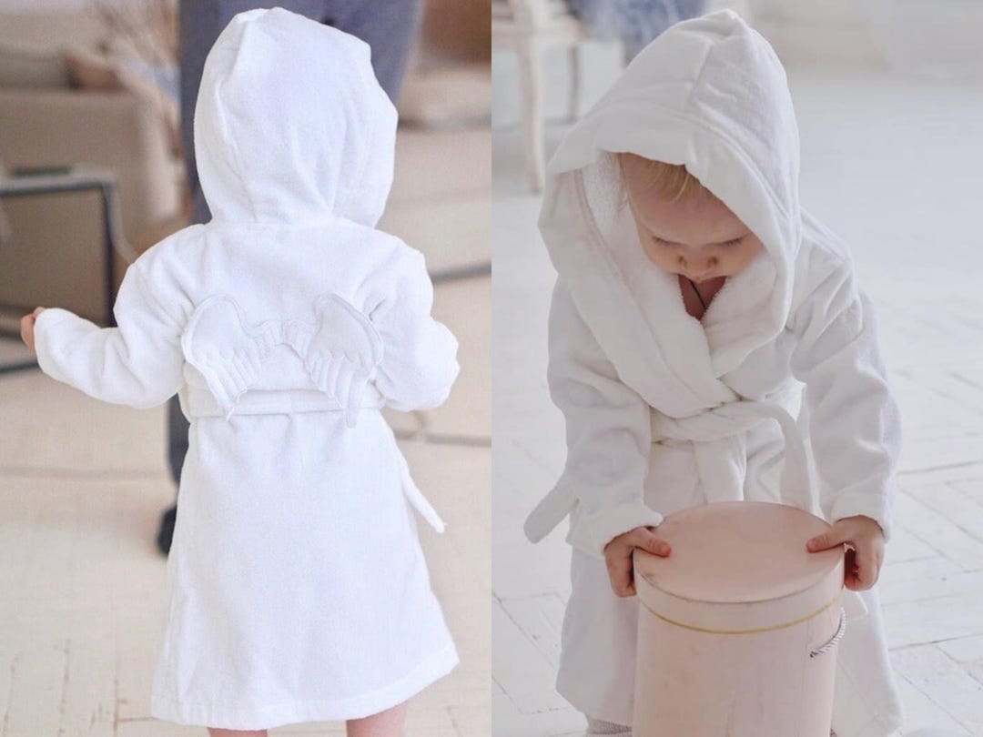 Personalized Baby Angel Wings Bathrobe Embroidered Cotton Custom Name ...