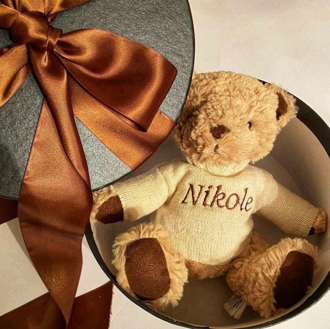 Personalised Teddy Bear in Cozy Merino Sweater, Teddy Bear Baby Shower ...