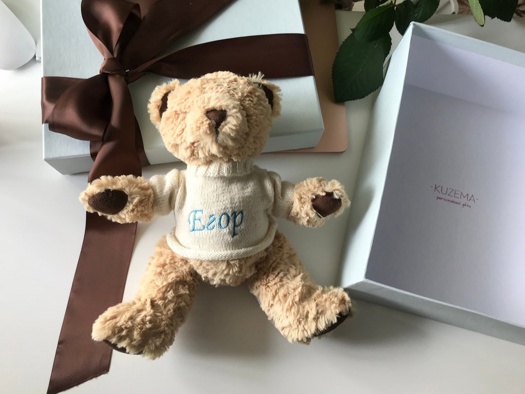 Custom Baby Kid Teddy Bear Plush Toy Personalised Name Toy Merino ...