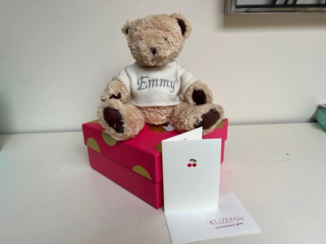 Custom Baby Kid Teddy Bear Plush Toy Personalised Name Toy Merino ...