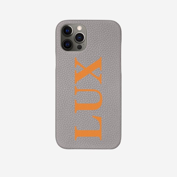 Personalised Grey Pebble Leather Phone Case Iphone 12 12 | Etsy