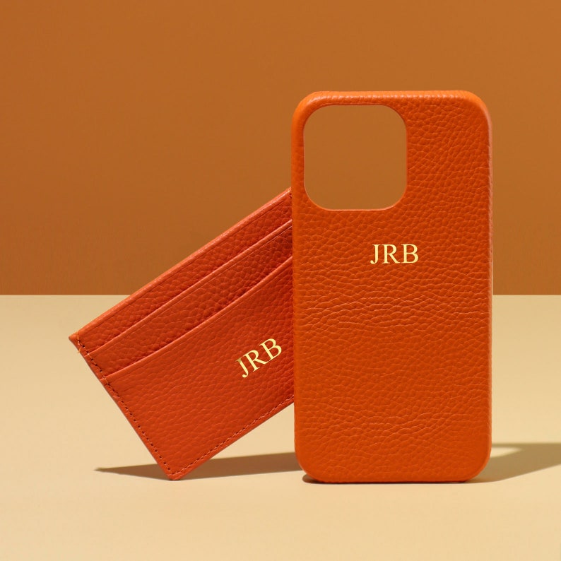 Personalised Orange Pebble Leather Phone Case Iphone 13 13 - Etsy UK