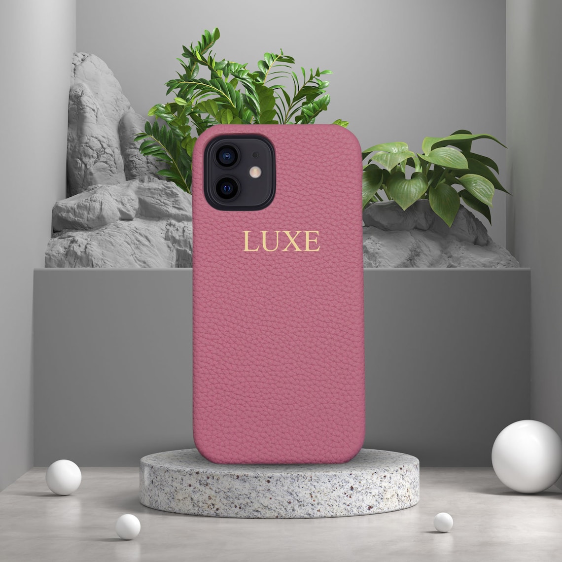 Personalised Pink Pebble Leather Phone Case iPhone X XS XS | Etsy