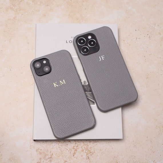 Personalised Grey Pebble Leather Phone Case Iphone 12 Iphone - Etsy