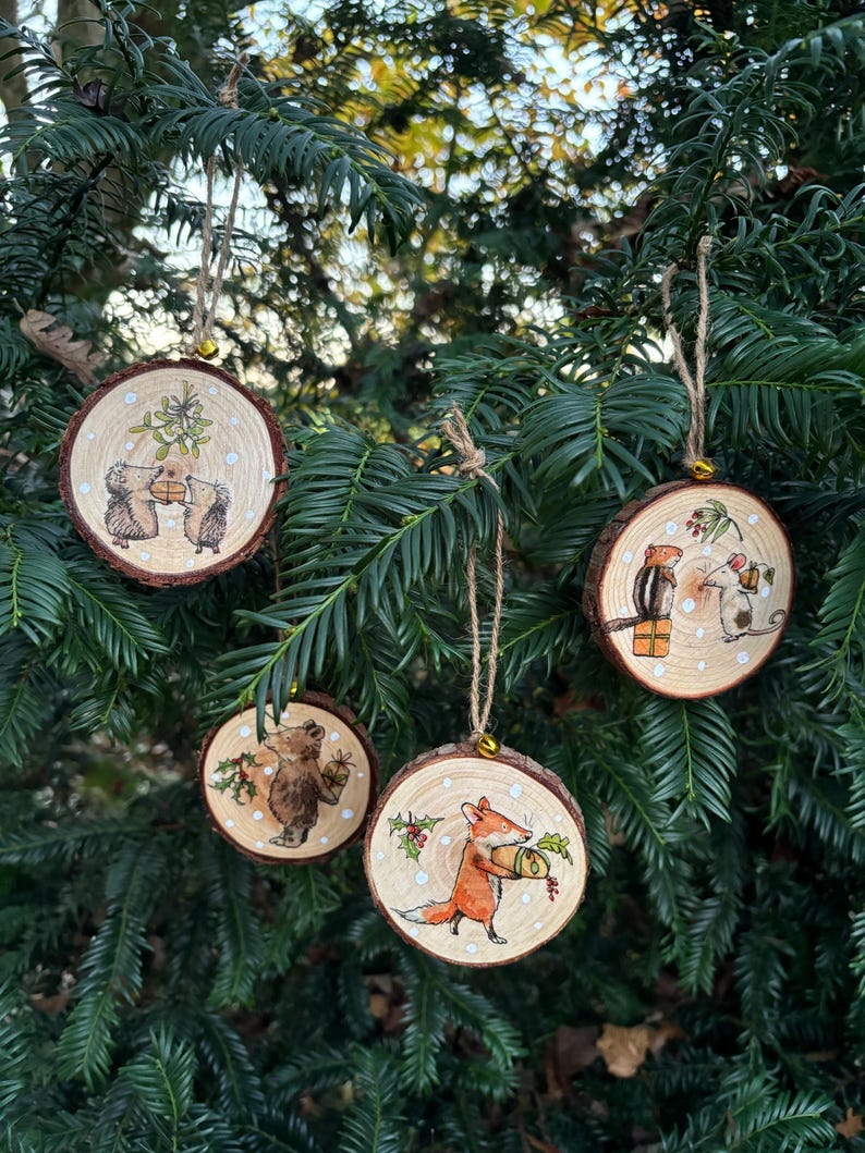 Woodland Animal Festive Christmas Decorations - Etsy UK