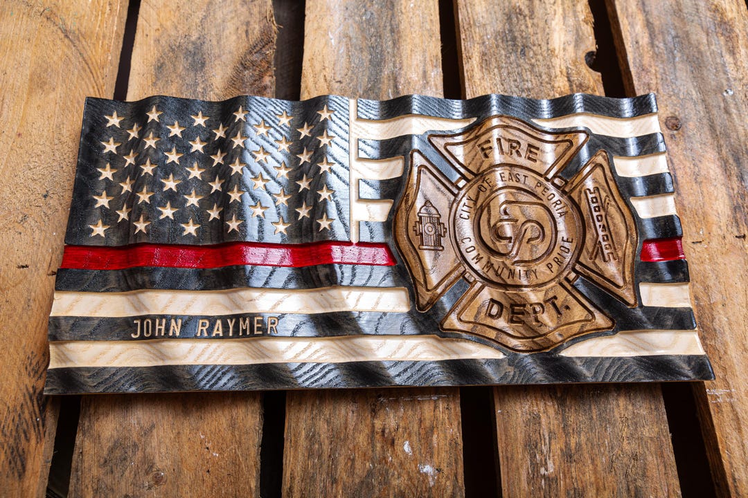 Personalized Firefighter Thin Red Line Flag, Customizable Emblem - Etsy
