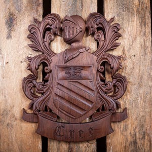 Custom Family Crest Wall Sign Carving - Family Name Sign - Established ...