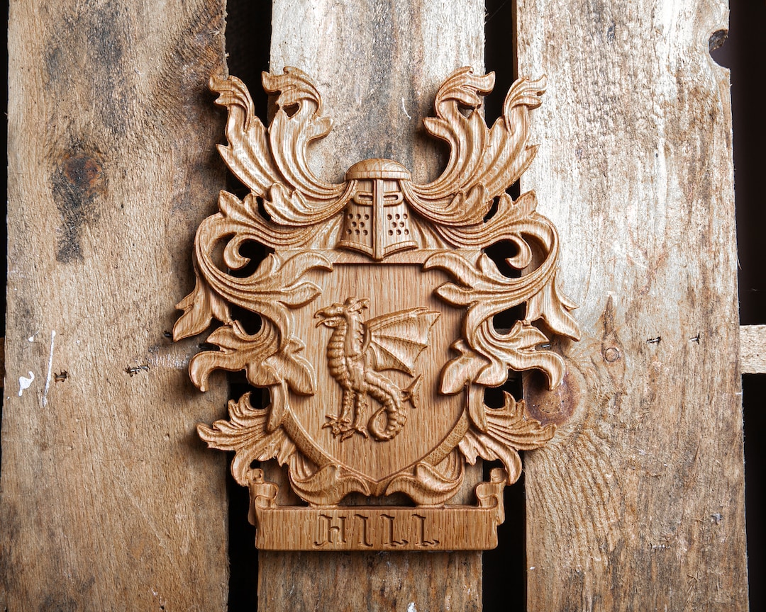 Custom Carved Coat of Arms Unique Wedding Gift, Solid Hardwood Family ...