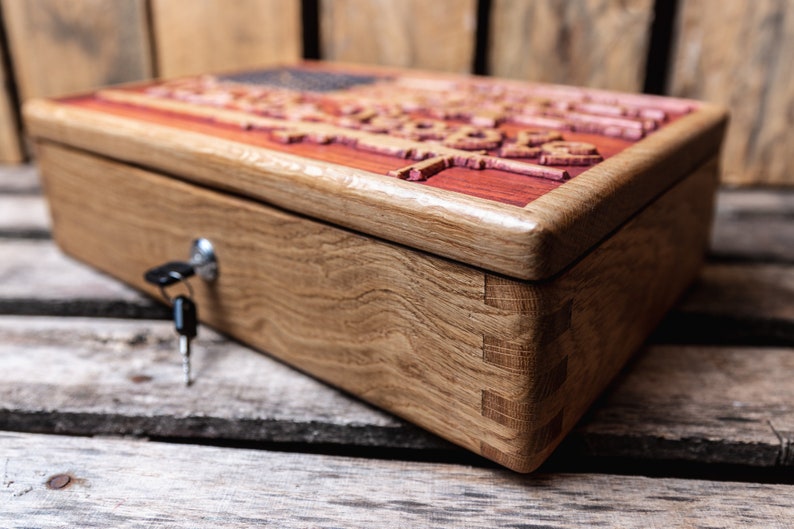 Oak American Flag Gun Concealment Case, Pistol Display Case, American ...
