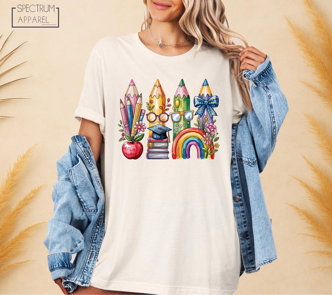 Rainbow Pencil T-shirt, Cute Classroom Rainbow Pencil T-shirt, Back to ...