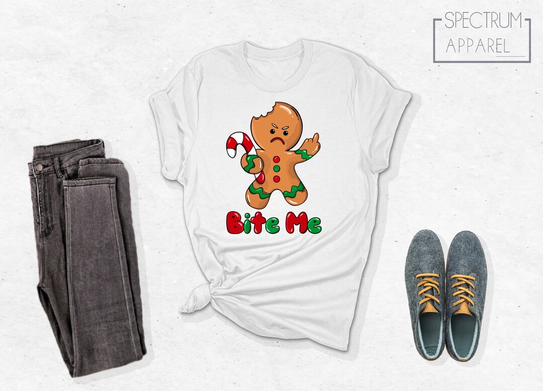 Gingerbread Man Bite Me Christmas , Ginger Cookie Shirt, Gingerbread T ...