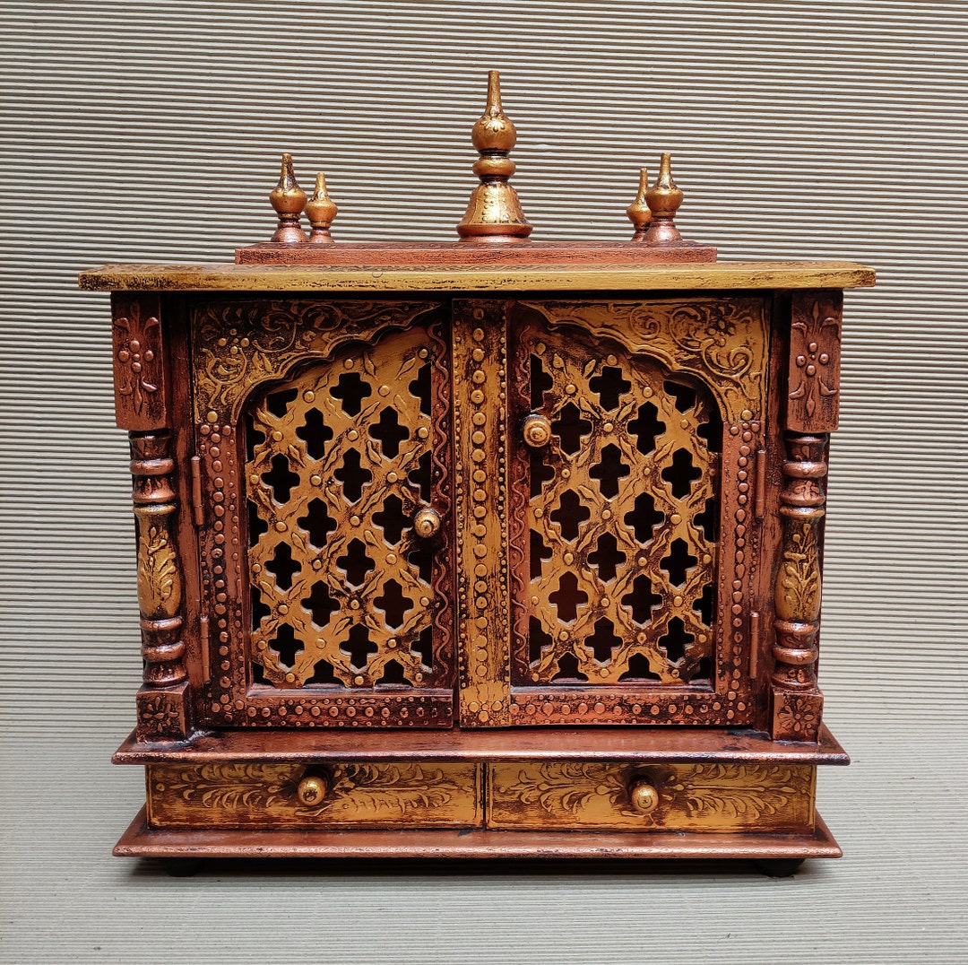 Wooden Temple Pooja Mandir Wood Pooja Ghar Handcrafted Hindu Mandir ...