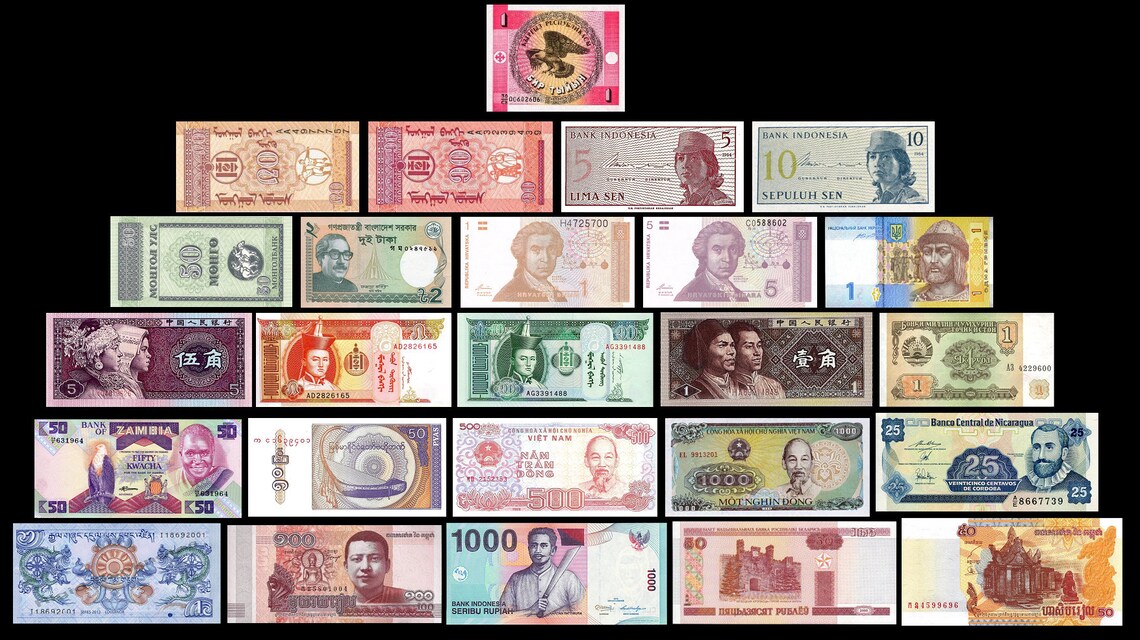 Collection of 25 Different World Mixed Banknotes Currency - Etsy