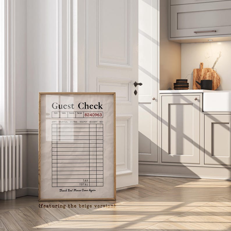 Blank Guest Check Printable Poster With Color Options | Choose Giant ...