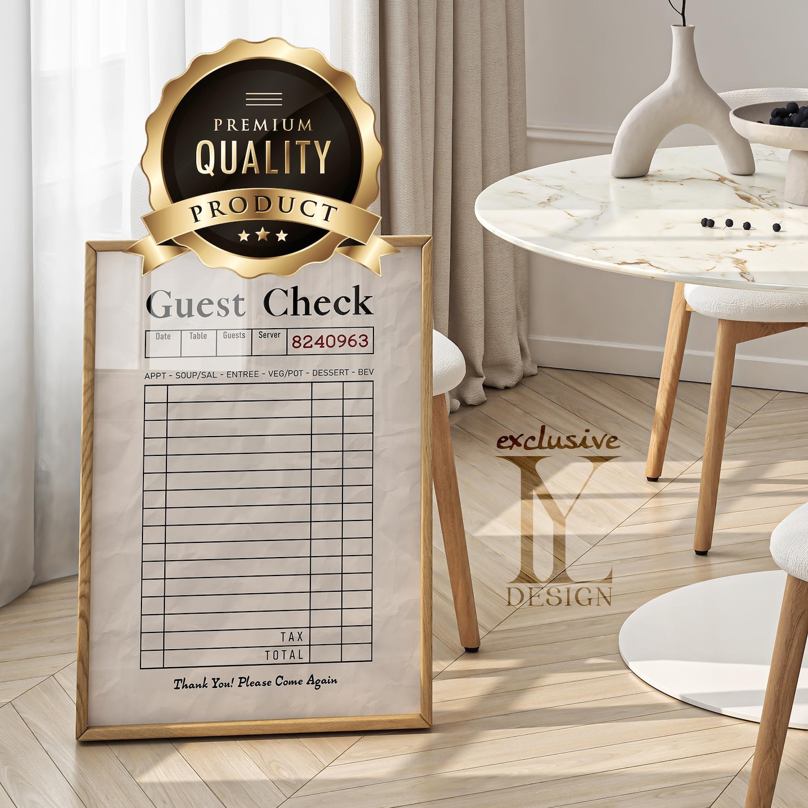 Blank Guest Check Printable Poster With Color Options | Choose Giant ...