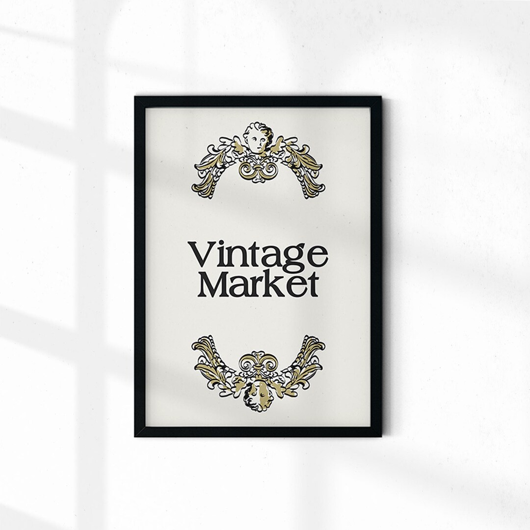 Vintage Market Poster, Minimalist Wall Art, Vintage Printable, Retro ...