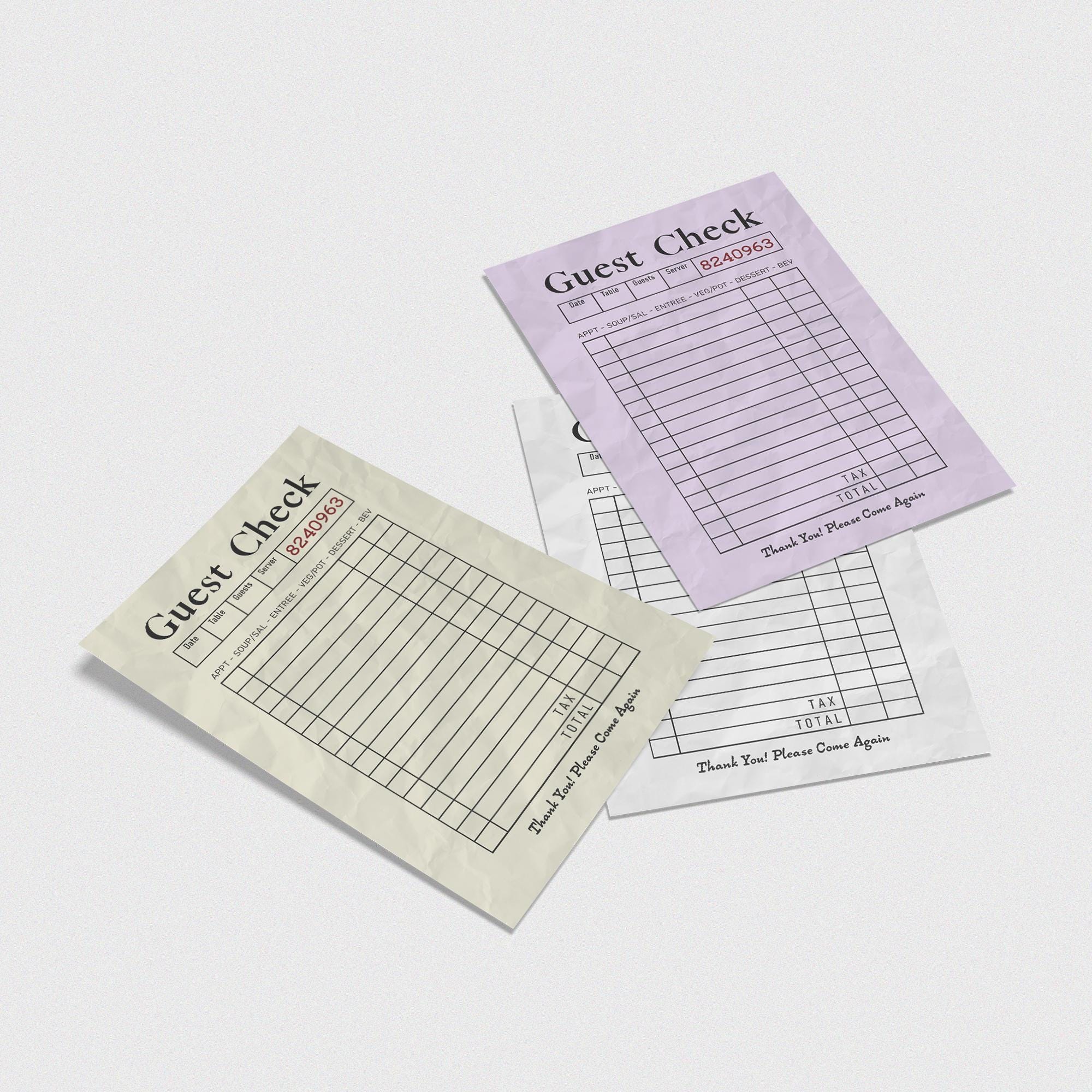 Blank Guest Check Printable Poster With Color Options | Choose Giant ...