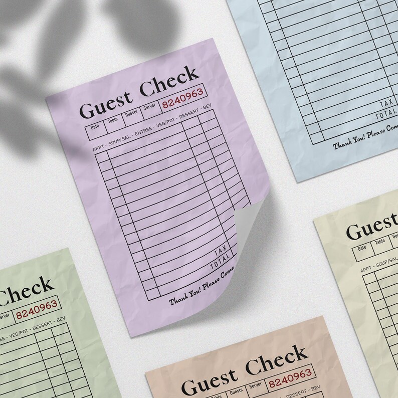 Blank Guest Check Printable Poster With Color Options | Choose Giant ...