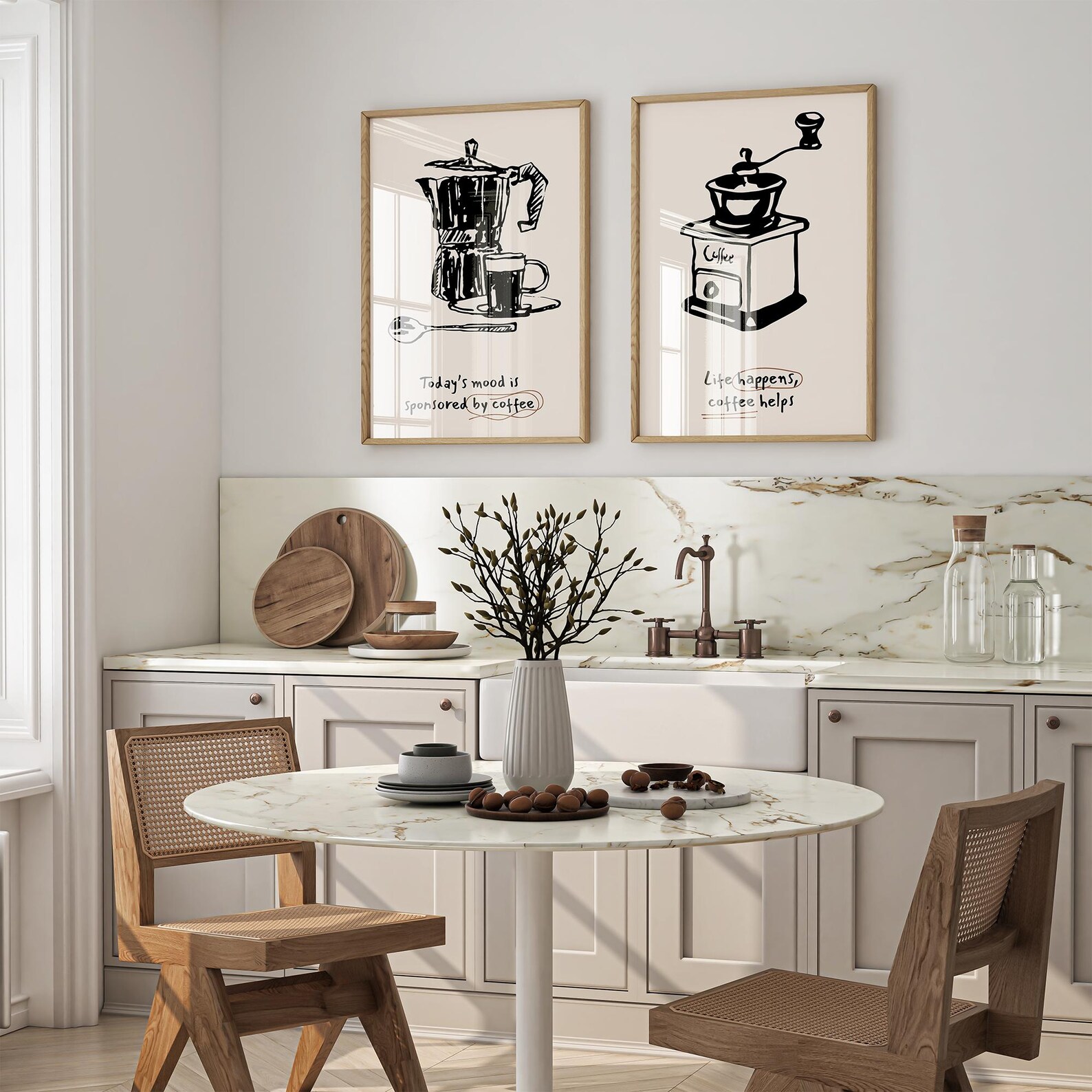Set of 5 Kitchen Printable Wall Art, Bundle Art Prints, Modern Kitchen ...