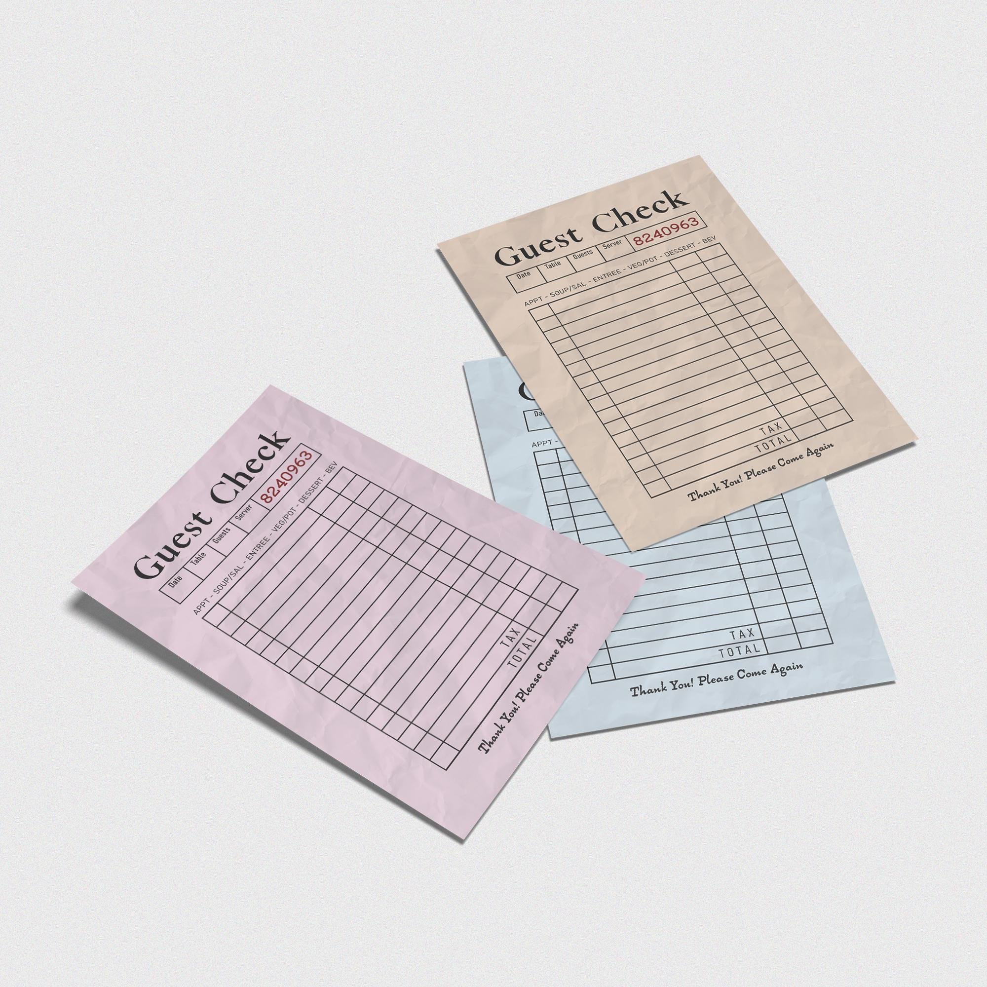 Blank Guest Check Printable Poster With Color Options | Choose Giant ...