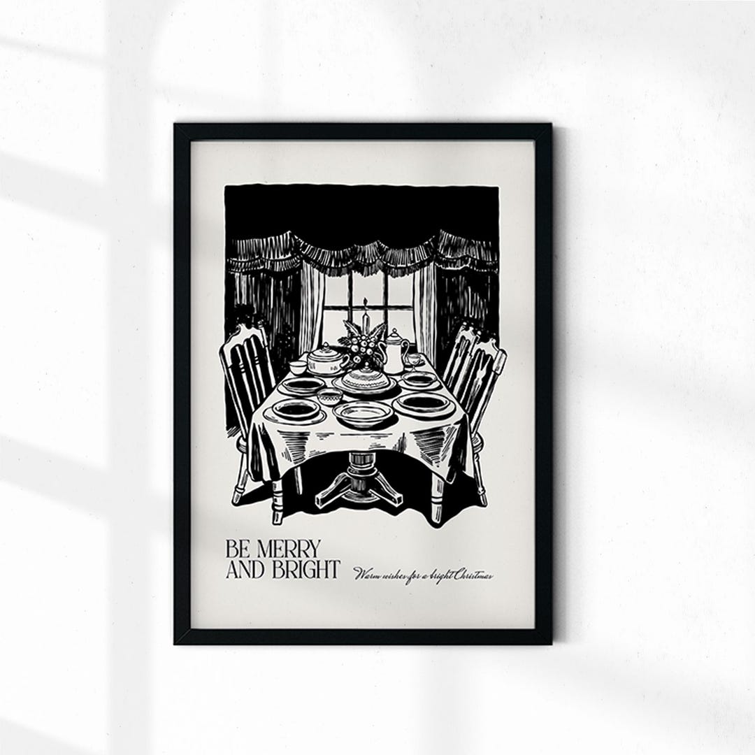 Christmas Table Printable Wall Art, Be Merry and Bright, Christmas ...