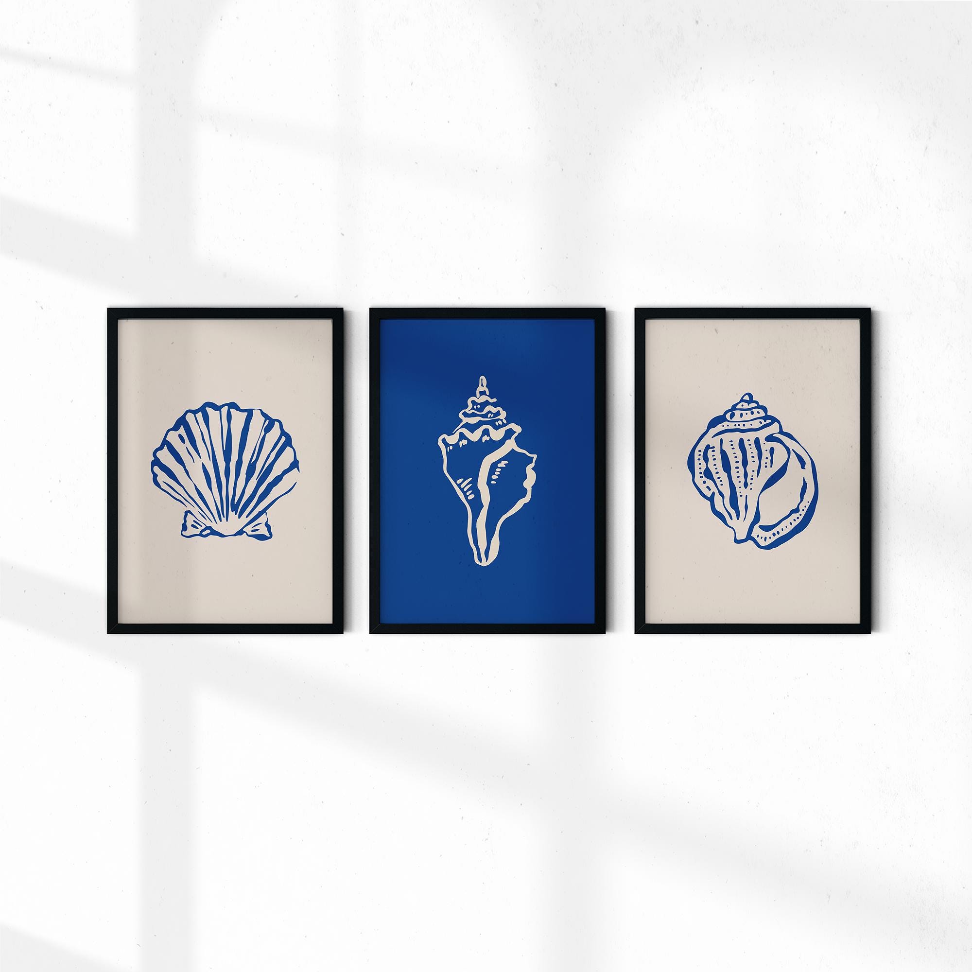 Seashell Set of 3 Posters, Trendy Sea Shell Wall Art Print, Cute Summer ...